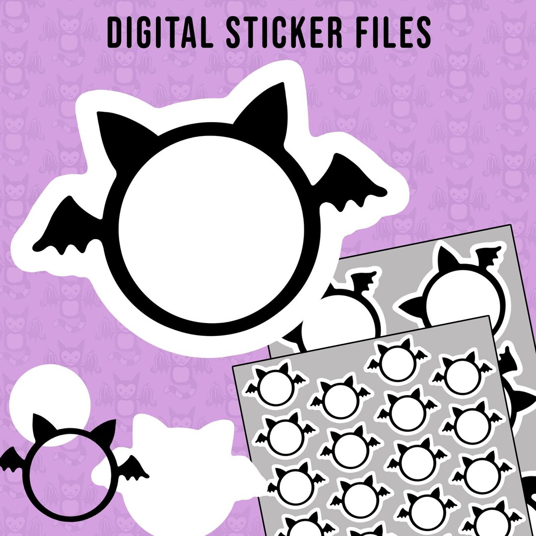 Bat Circle Digital Files - Use for Label Stickers and Halloween Crafts ...