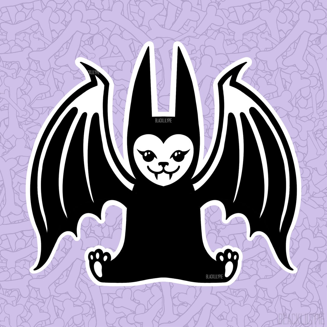 Cute Bat Decal - Permanent Outdoor Vinyl Sticker - Durable Decal for ...