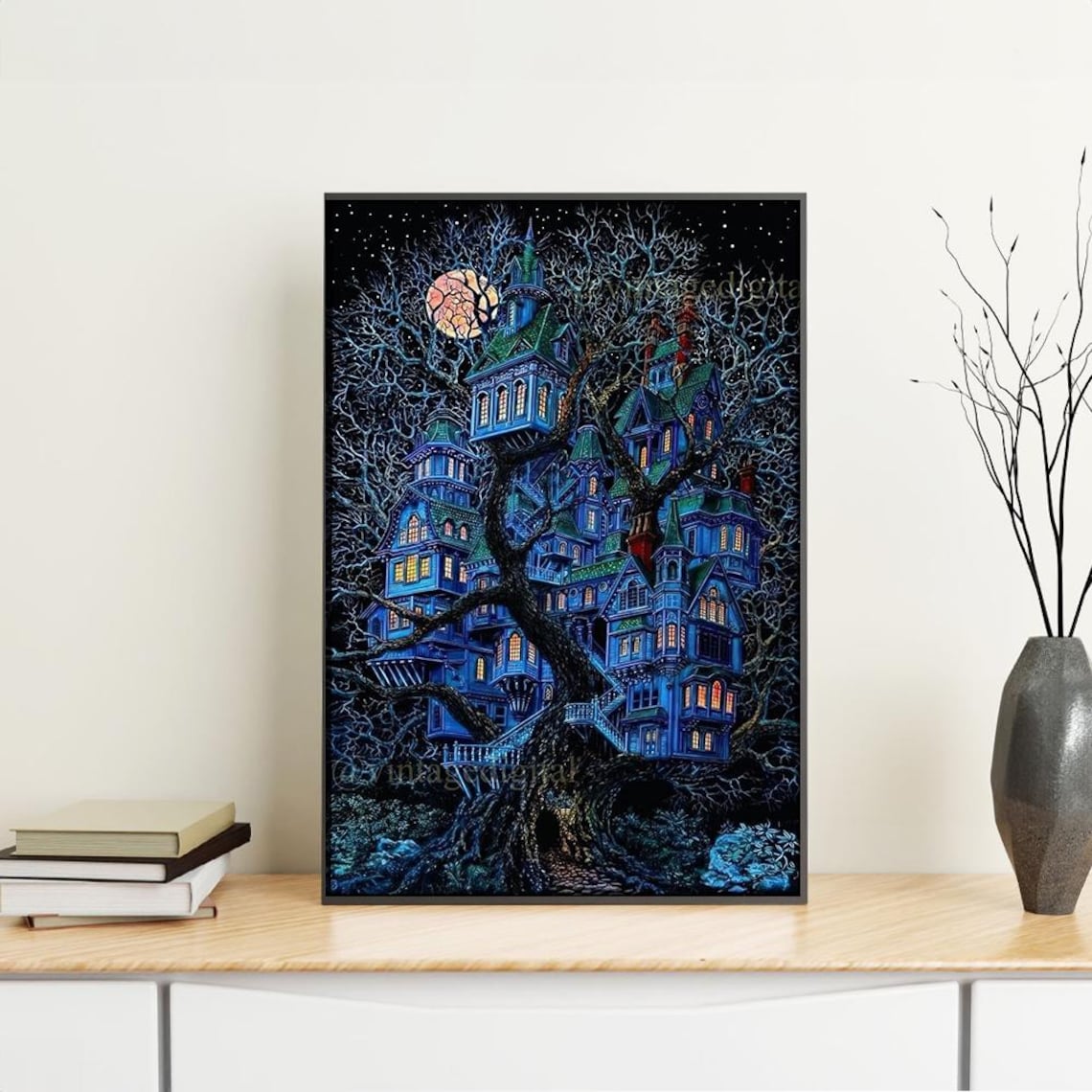Treehouse Blacklight Poster,canvas Poster Printing, Art Printing, Home ...