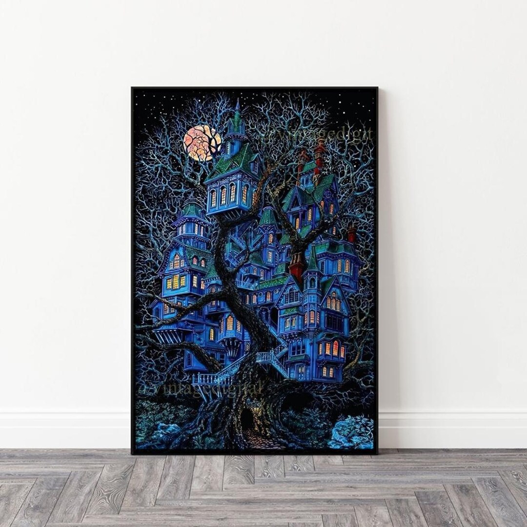 Treehouse Blacklight Poster,canvas Poster Printing, Art Printing, Home ...
