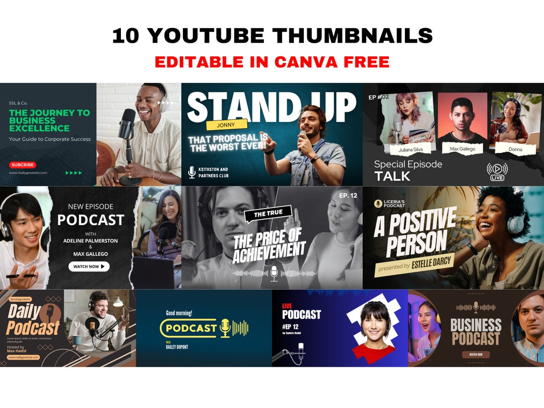 10 Podcast Cover Art Templates Youtube Thumbnail Trendy Youtube ...
