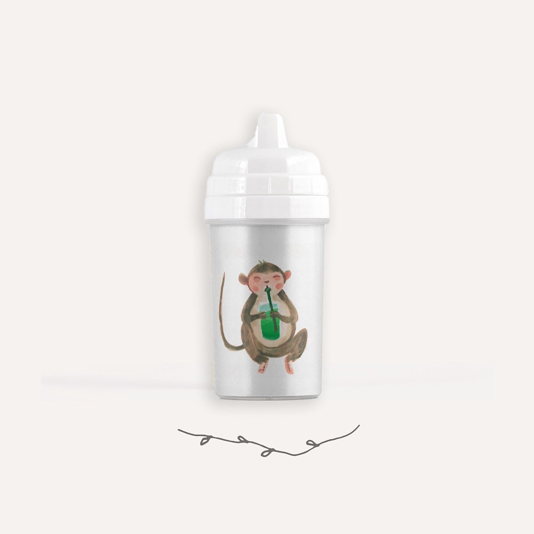 Monkey Sippy Cup: Green Juice Art, Baby Shower Gift - Etsy