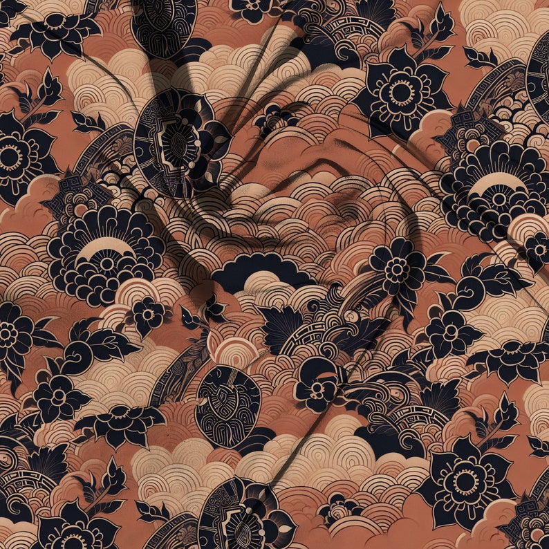 Japanese Boho Fitted Crib Sheet / Baby Bedding / Toddler Mattress Sheet ...