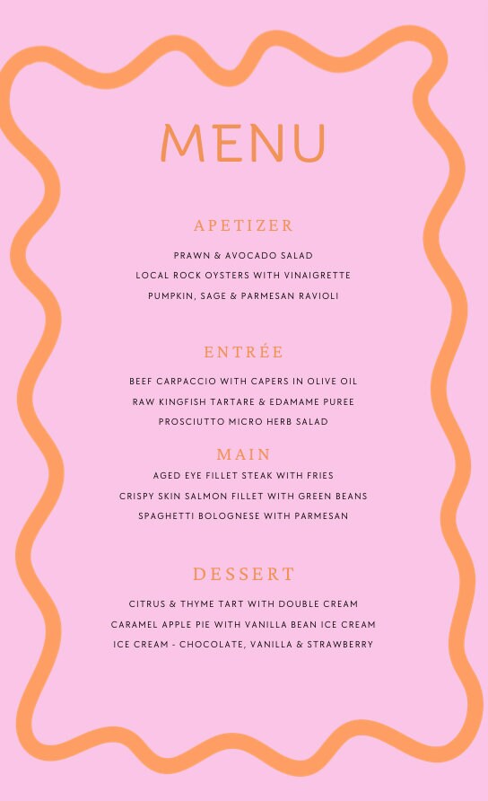 Editable Menu and Drinks Menu - Etsy