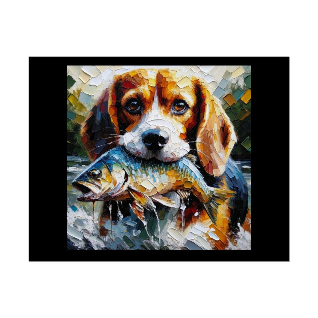 Beagle Fishing Rolled Posters Multiple Sizes - Etsy