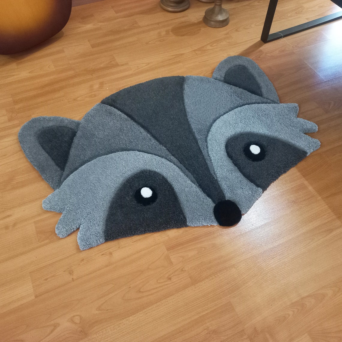 Raccoon Rug, Hand Tufted Rug - Etsy