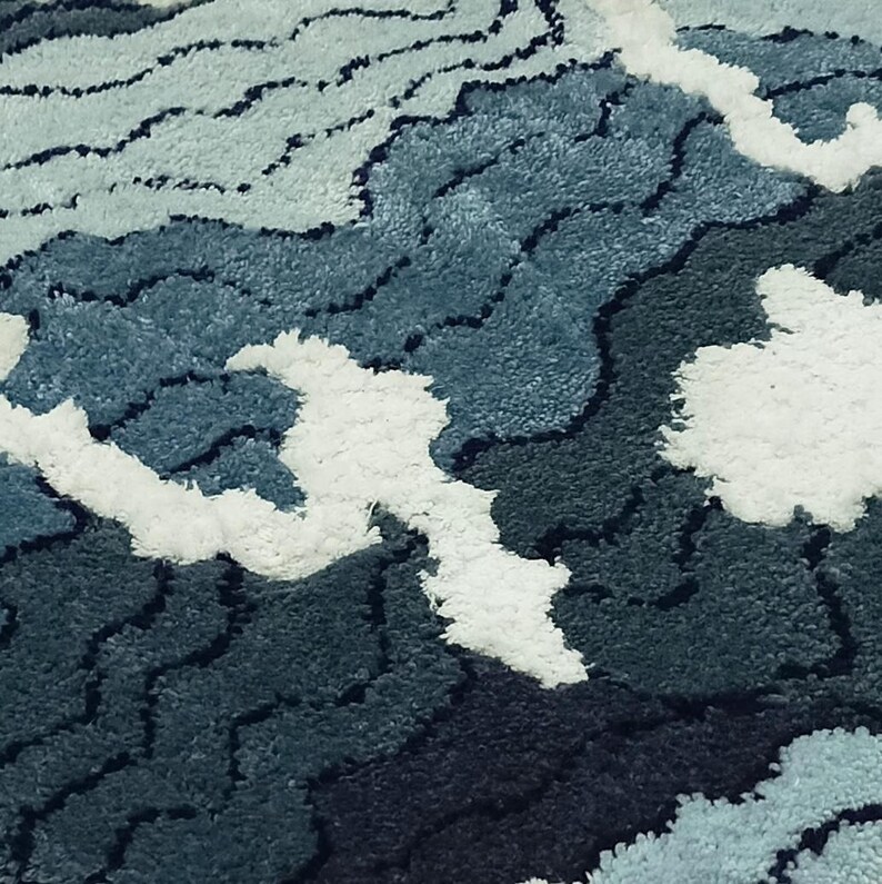 Japanese Wave Rug, Ocean Wave Rug, Japanese Style Rug - Etsy
