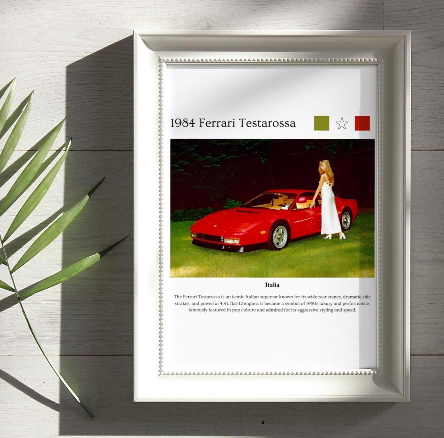 Ferrari Testarossa Poster: Retro 80s Car Art Print - Etsy