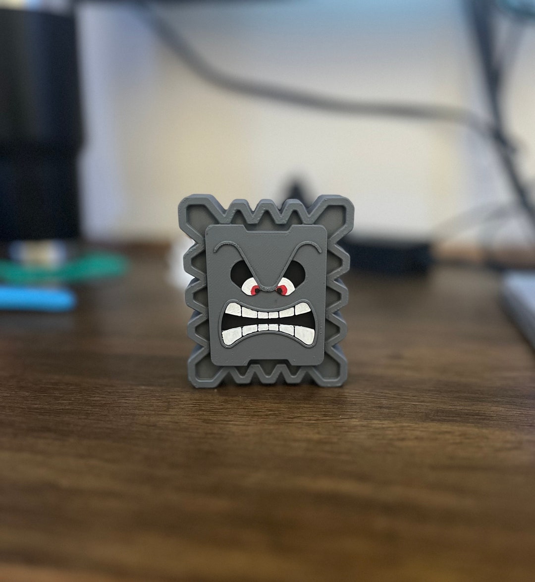 Hand Painted Thwomp Mario Character 3D Printed - Etsy
