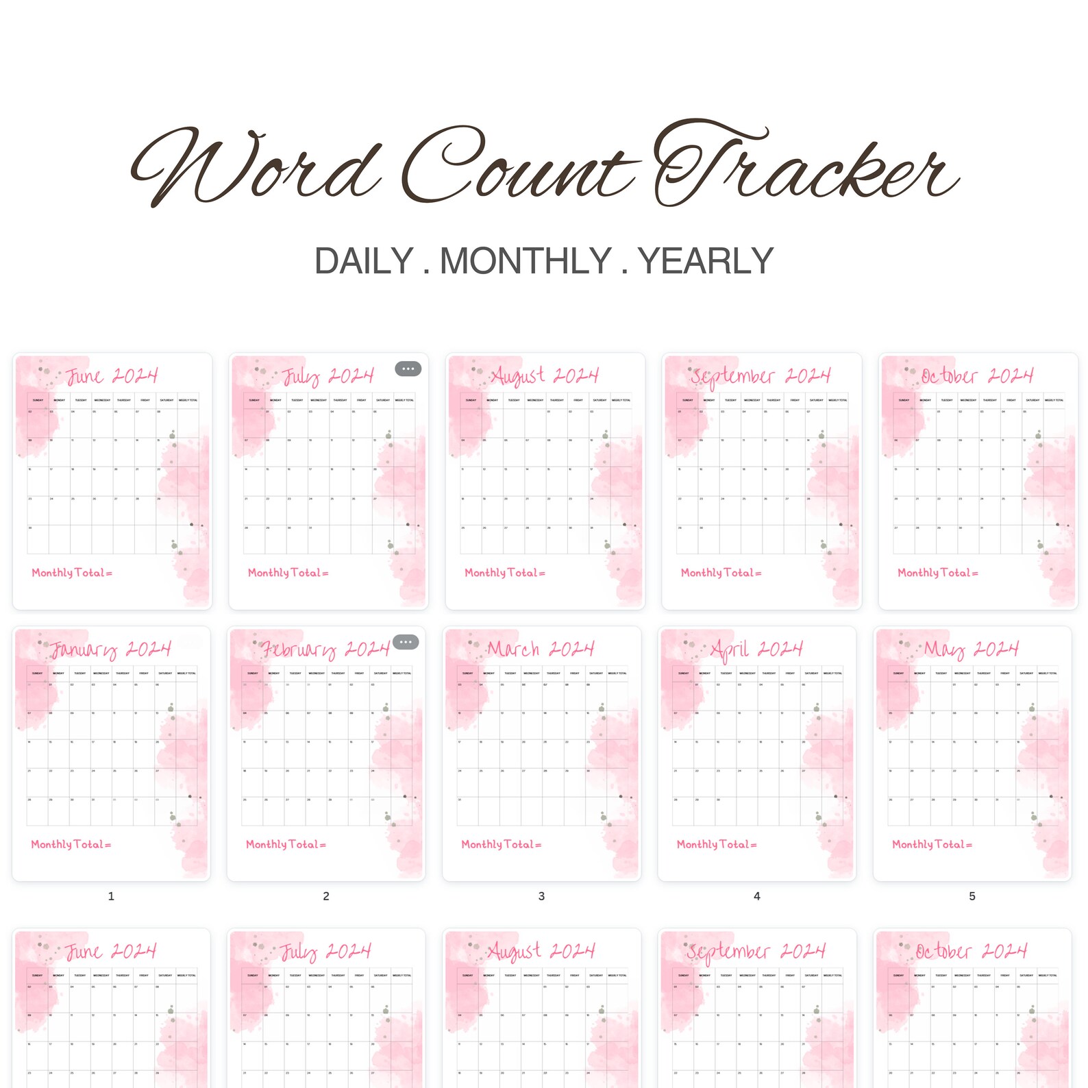 Word Count Tracker Writing Template Digital Download PDF Goodnotes ...