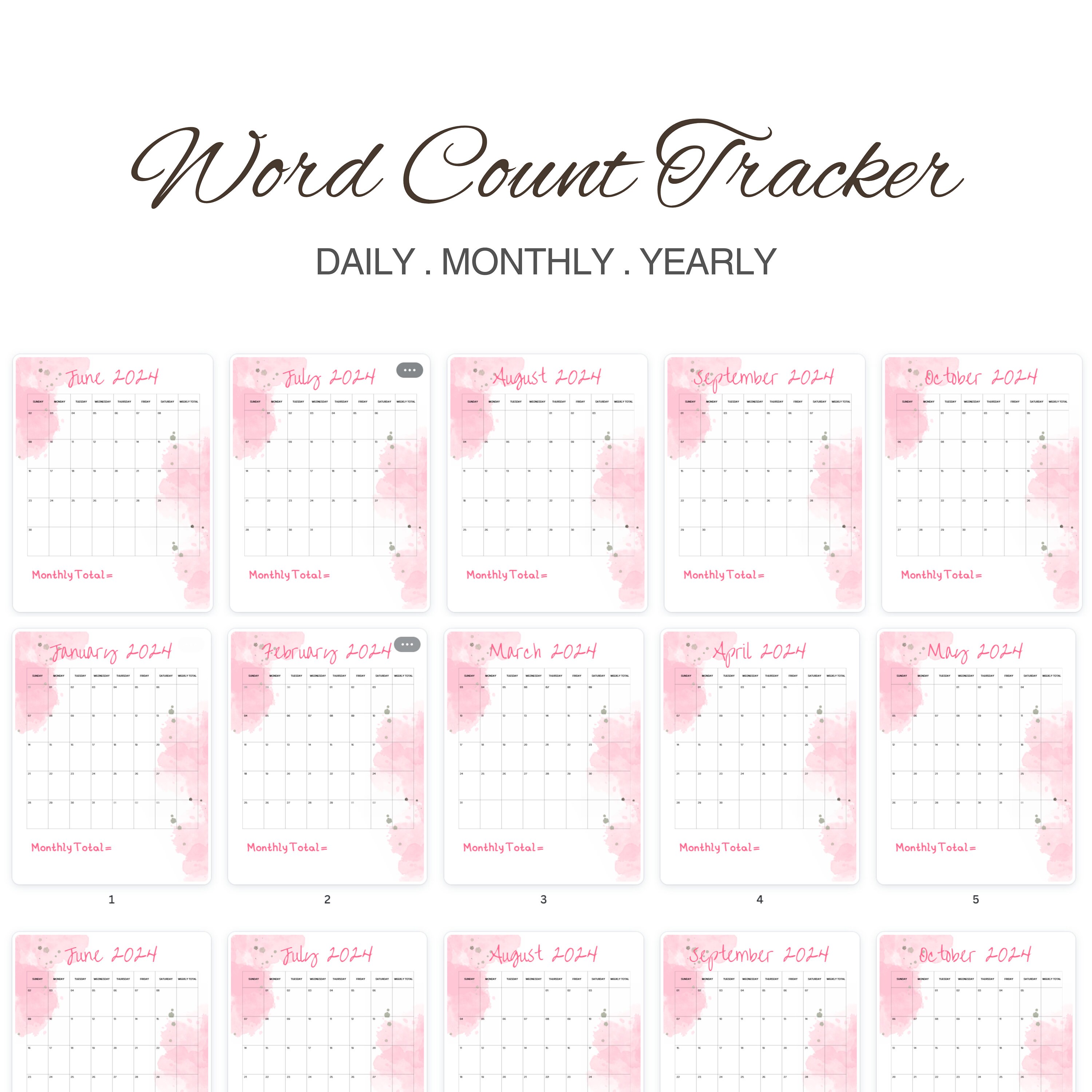 Word Count Tracker Writing Template Digital Download PDF Goodnotes ...