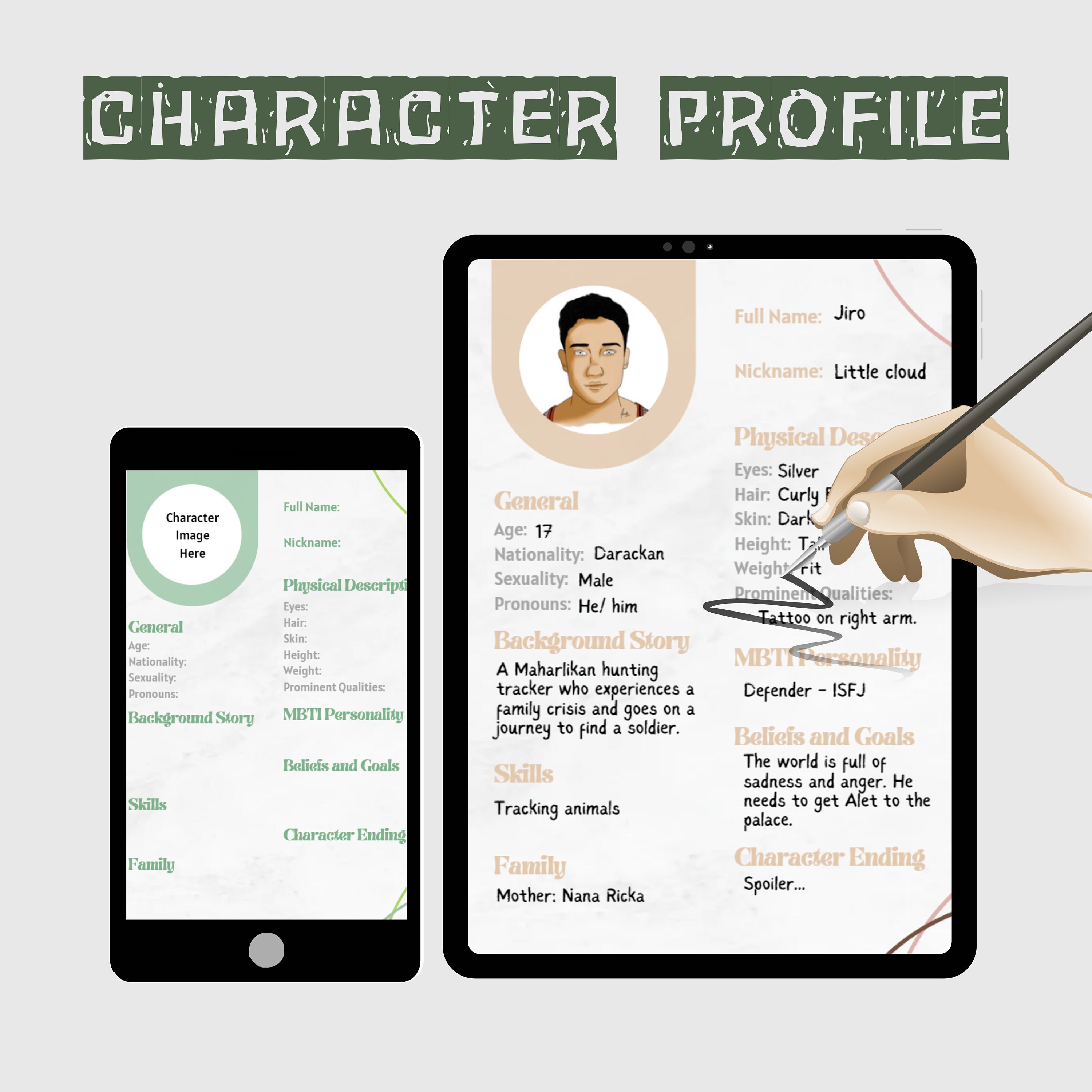 Character Profile Template Digital Download PDF Goodnotes Character ...