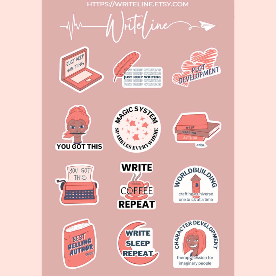 Writers Digital Stickers Printable Author Stickers Writing Planner ...