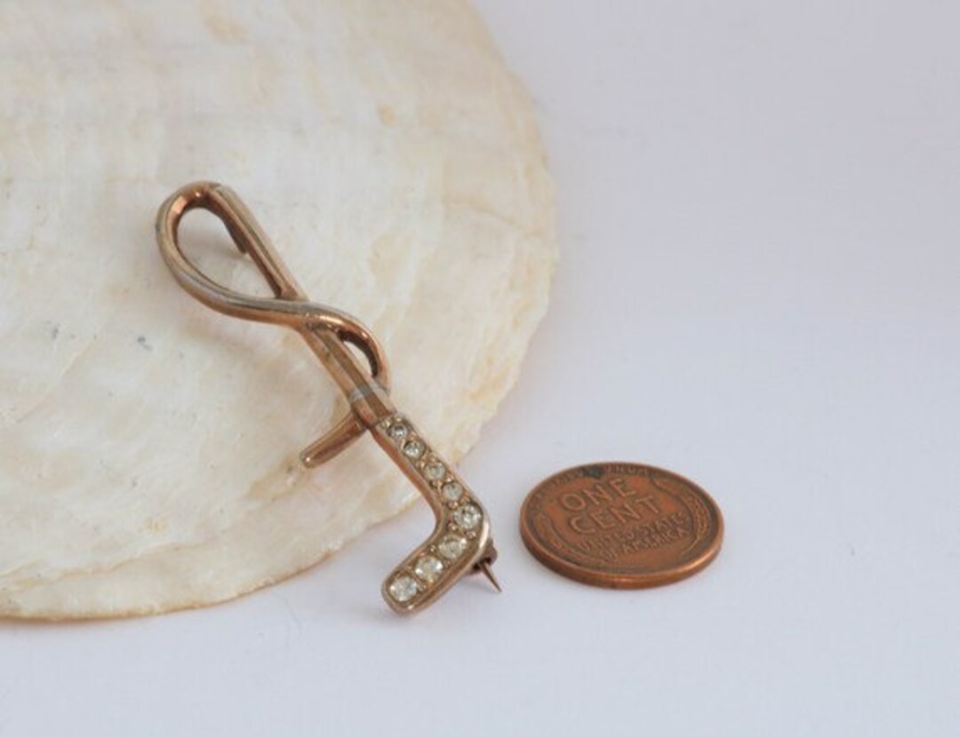 Art Deco Gold Filled Equestrian Polo Riding Crop Brooch Pin With ...