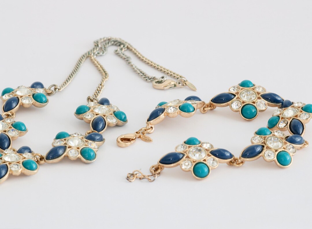 Vintage Avon Turquoise and Blue Statement Set - 1970s Necklace and ...