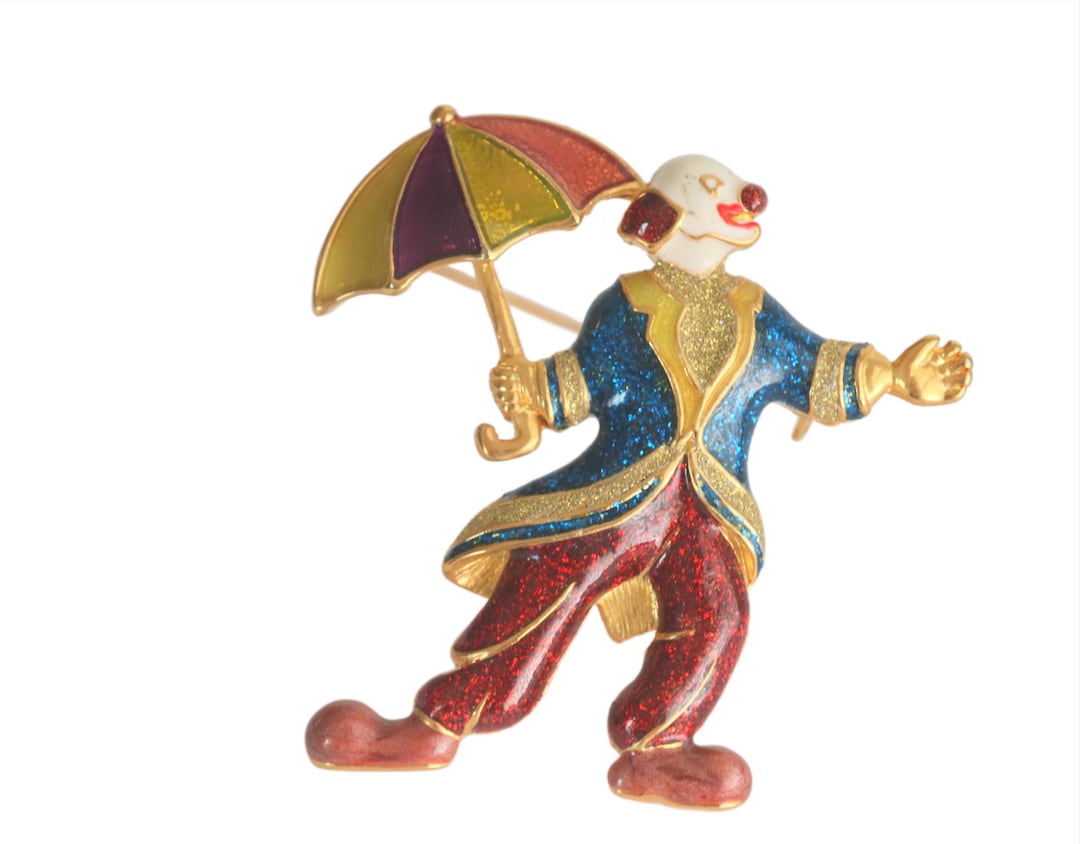 Vintage 1999 P.S. Co. Colorful Clown Brooch With Sparkly Enamel ...