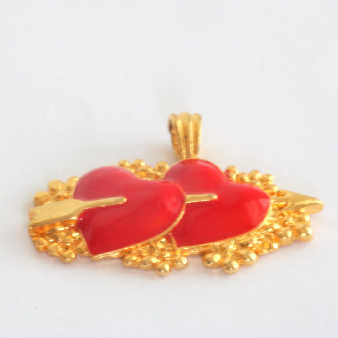 Vintage 1995 Bergdorf Goodman Double Heart Cupid Arrow Pendant ...