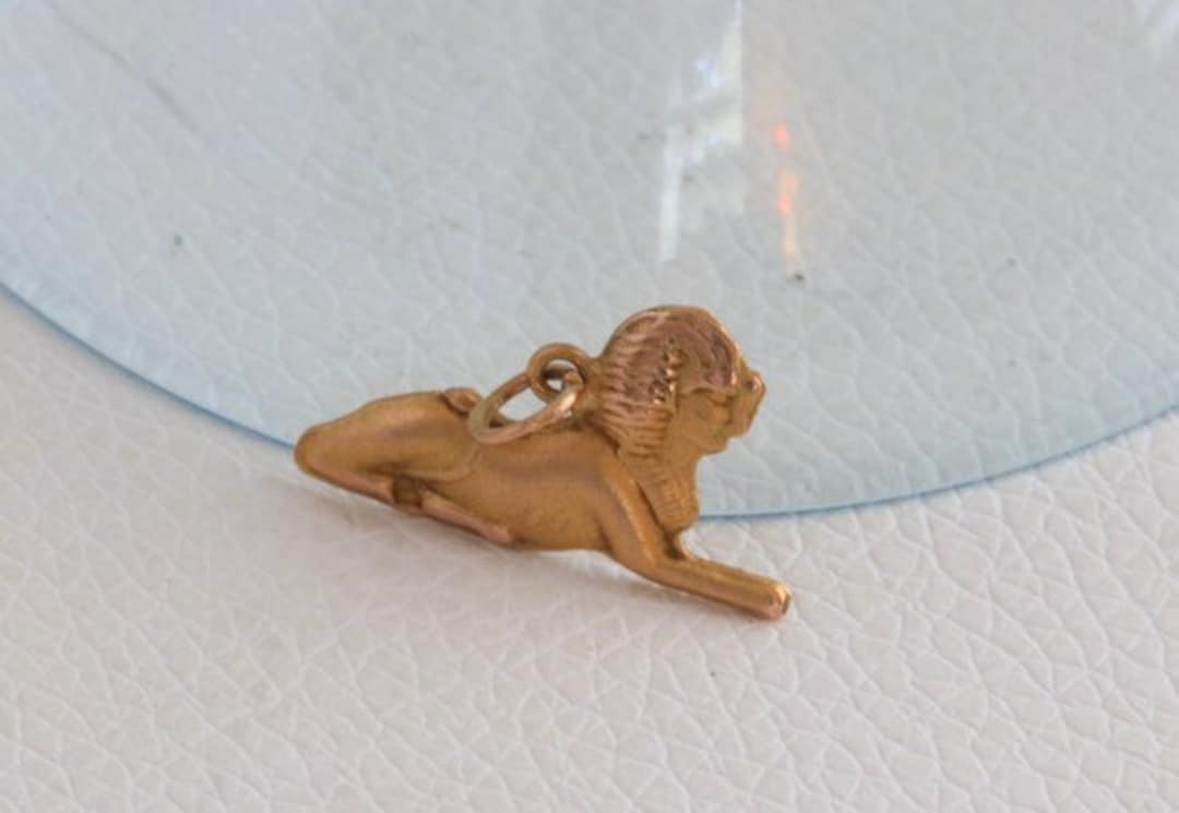 Antique Egyptian 10K Gold Sphinx Charm Pendant // Vintage Jewelry ...