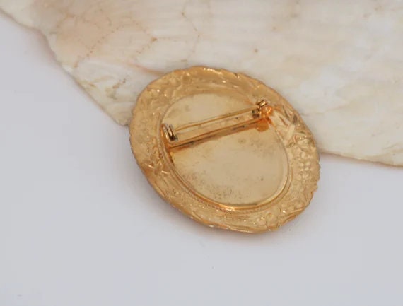 Victorian Style Dancing Couple Porcelain Cameo Brooch Pin // Vintage ...