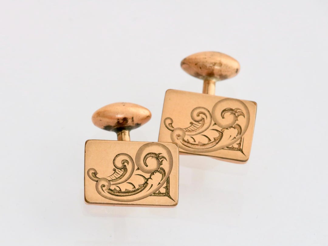 Vintage Edwardian Rolled Gold Cuff Links - Elegant Scroll Design - Men ...