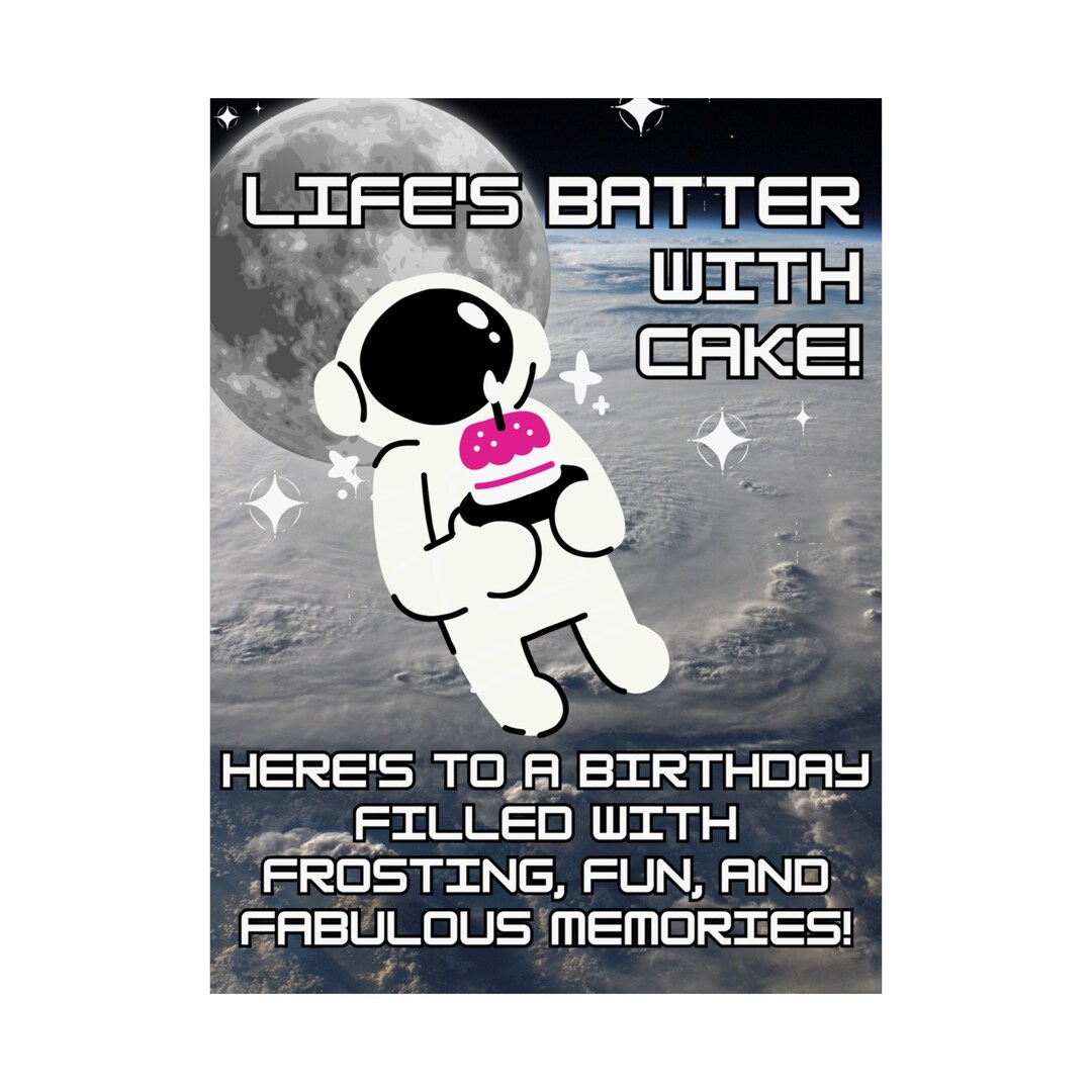 Girl Astronaut Birthday Poster Kid Space Adventure Space Theme Bday ...