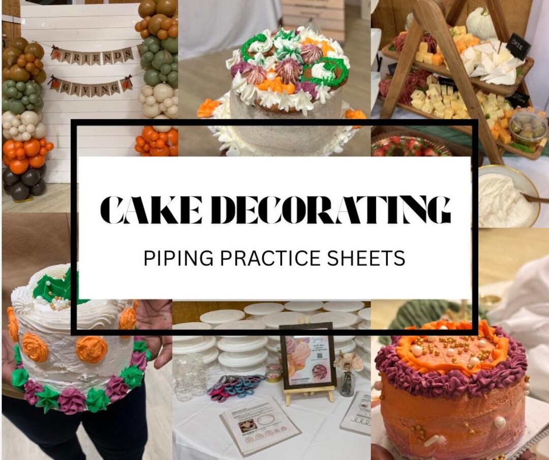 Cake Piping Practice Sheets | Buttercream Piping Templates | Instant ...