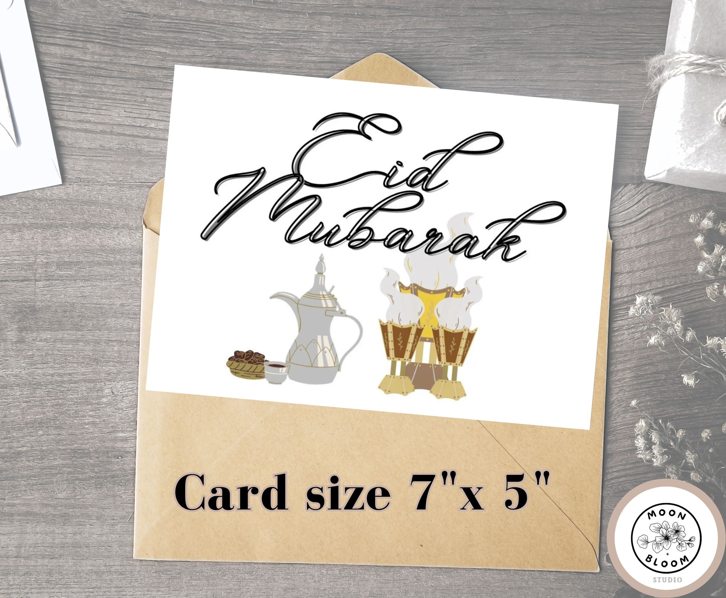 Printable Eid Greeting Card Instant Download 7x5 Inch Card for Eid, Eid ...
