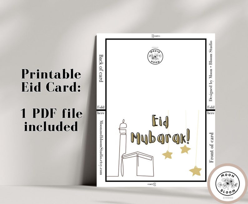 Printable Eid Greeting Card Instant Download 7x5 Inch Card for Eid, Eid ...