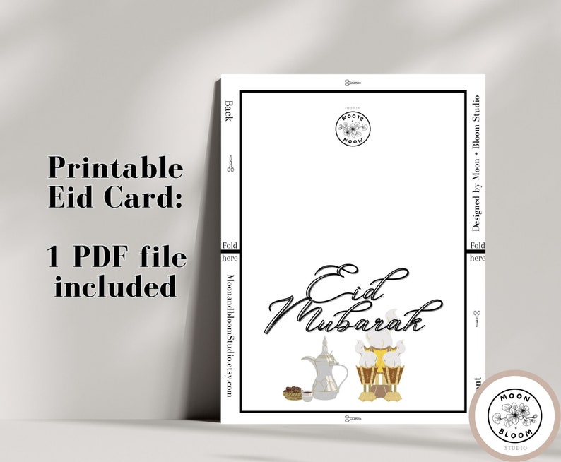 Printable Eid Greeting Card Instant Download 7x5 Inch Card for Eid, Eid ...