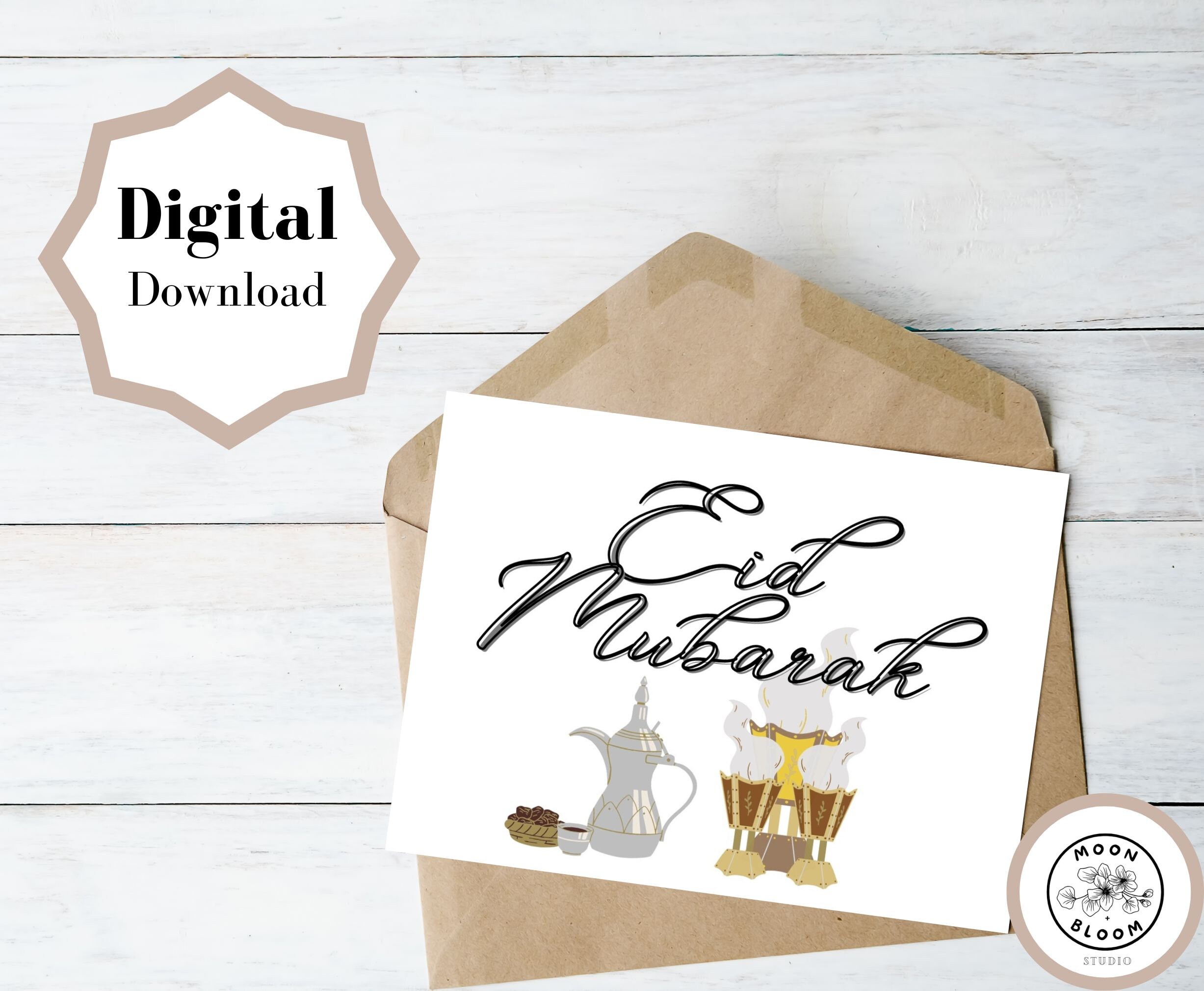 Printable Eid Greeting Card Instant Download 7x5 Inch Card for Eid, Eid ...