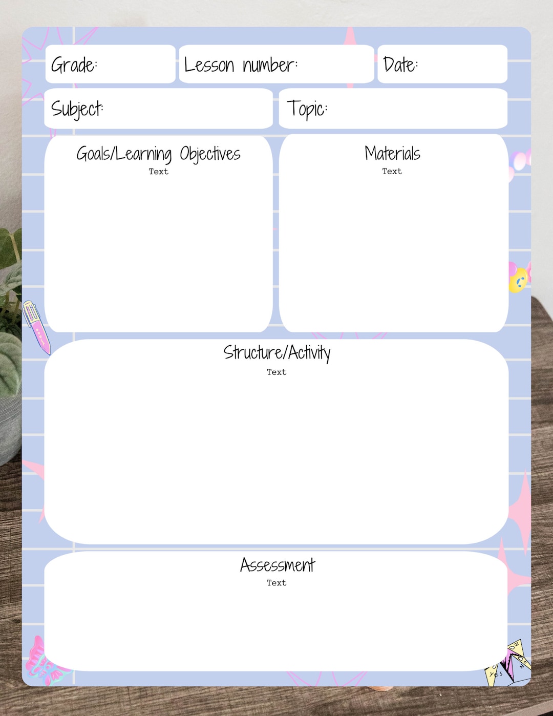 Pastel Lesson Plan Template Digital Download version 2 - Etsy