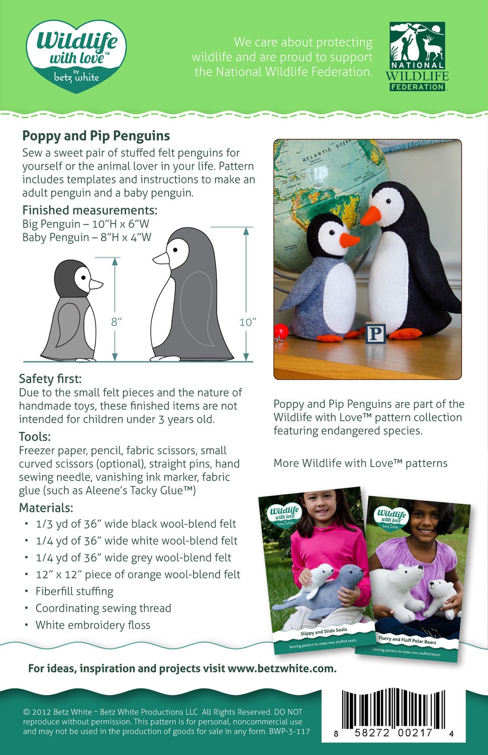 Poppy and Pip Stuffed Felt Penguin PDF Pattern - Etsy