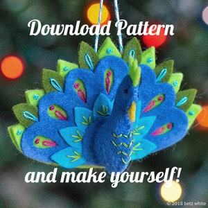 Peacock Felt Ornament PDF PATTERN - Etsy