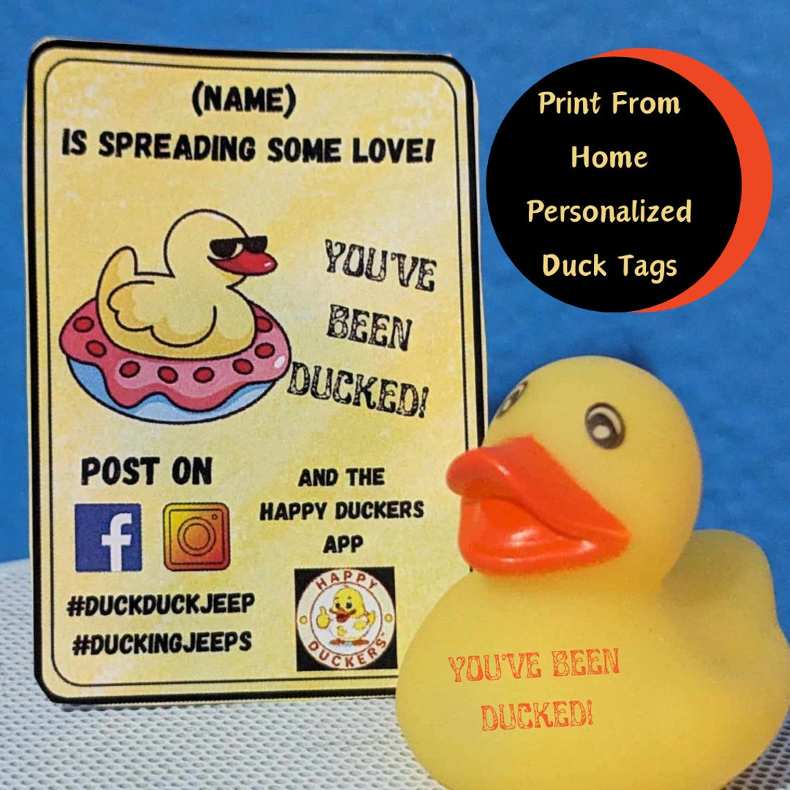 You've Been Ducked Personalized Printable Jeep Ducking Tags, Ducking ...