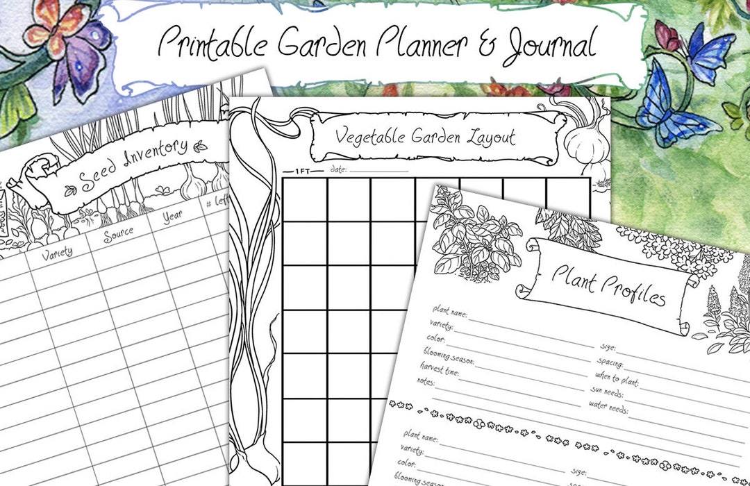 Floral Garden Planner Worksheets, Garden Journal - Digital Printable ...