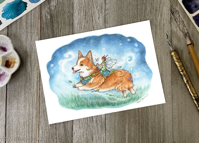 The Fairy Steed Corgi Art Print Fairy Tale Art Cute Dog - Etsy