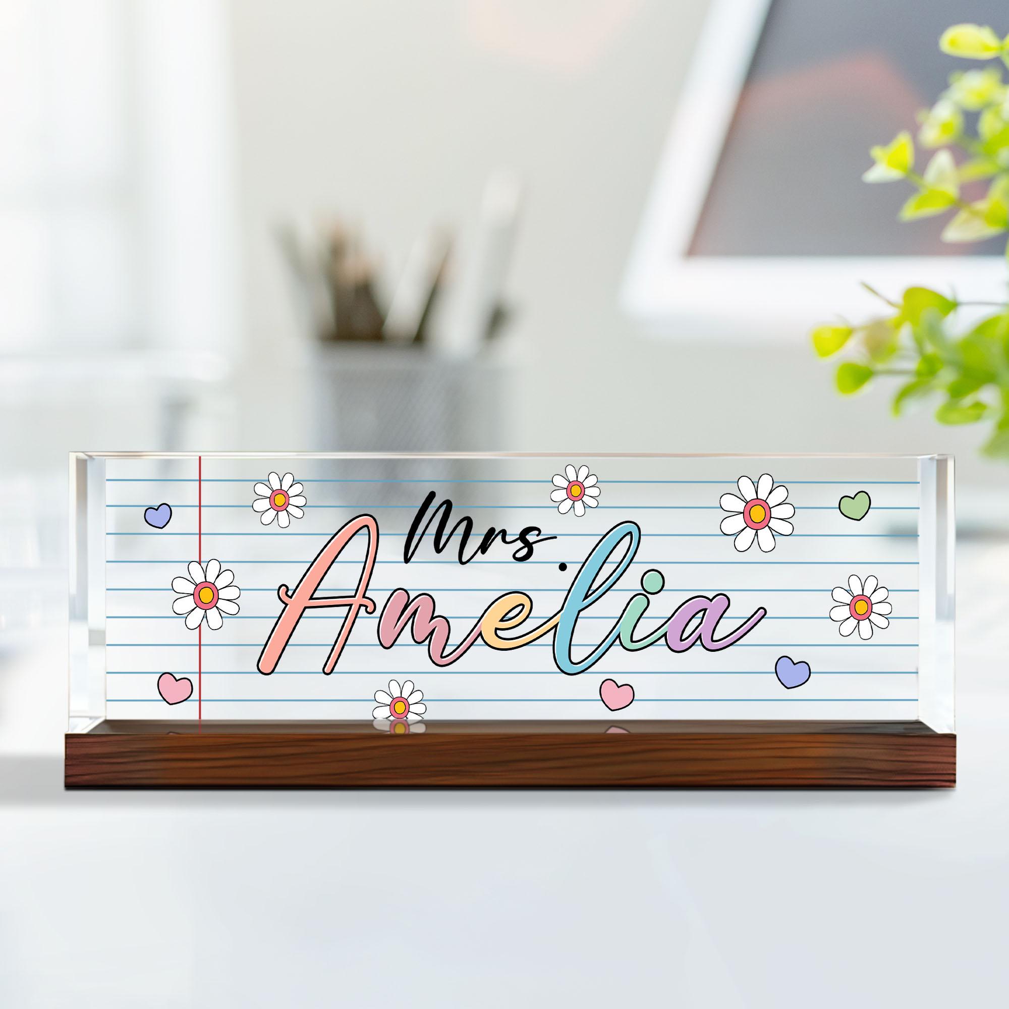Custom Teacher Name Sign, Teacher Acrylic Desk Name Plate, Back to ...