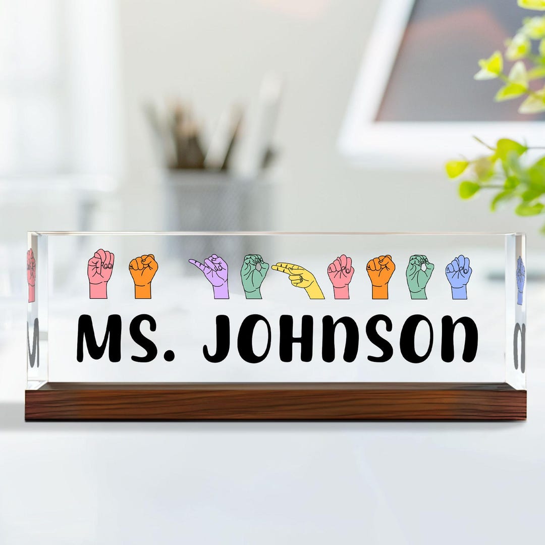 ASL Teacher Gift, Sign Language Gift, Teacher Name Sign, Teacher ...