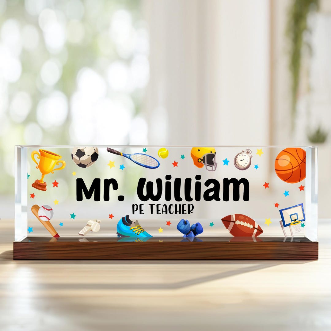 PE Teacher Desk Name Plate, Coach Name Plate for Desk, Physical ...