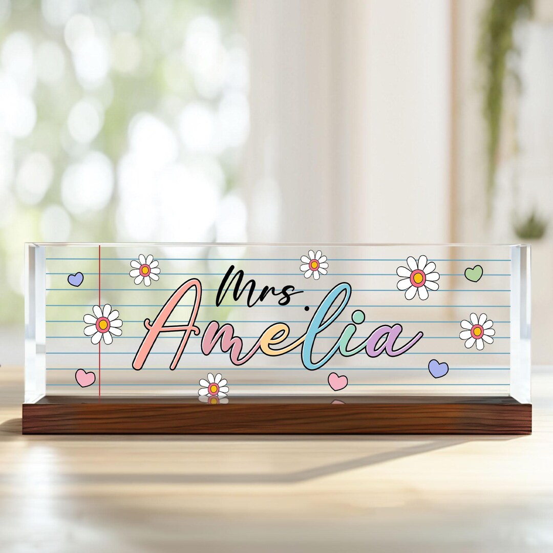 Custom Teacher Name Sign, Teacher Acrylic Desk Name Plate, Back to ...
