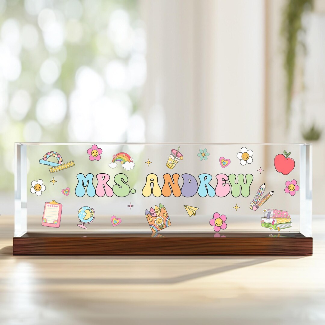 Custom Teacher Name Sign, Teacher Desk Name Plate, Teacher Acrylic ...