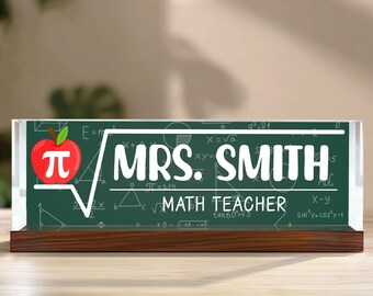Personalized Math Teacher Name Desk Plate, Math Teacher Name Desk Plate ...