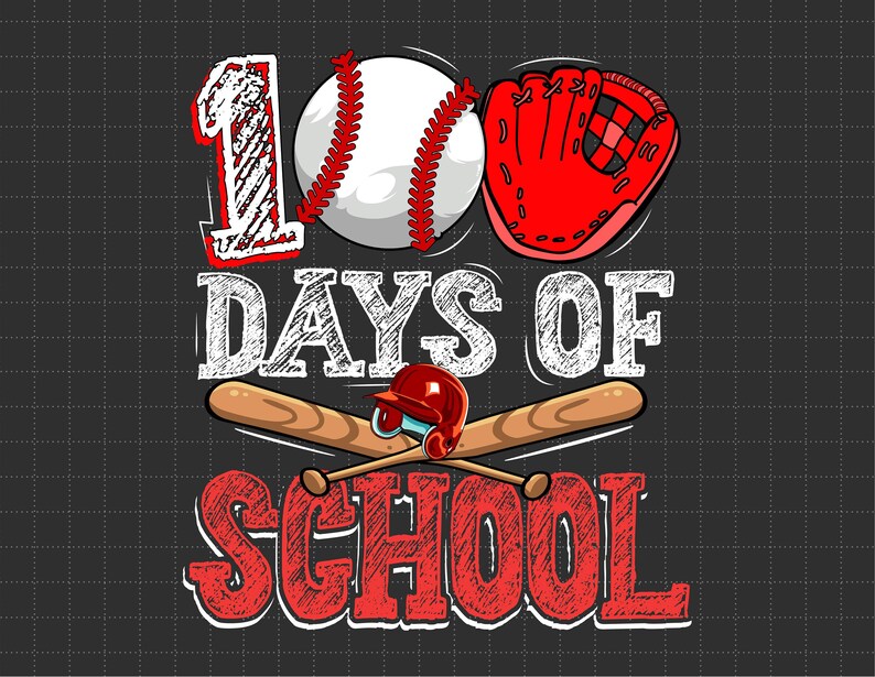 100 Days of School Baseball Png, 100 Day Smater Png, Schooling Png ...