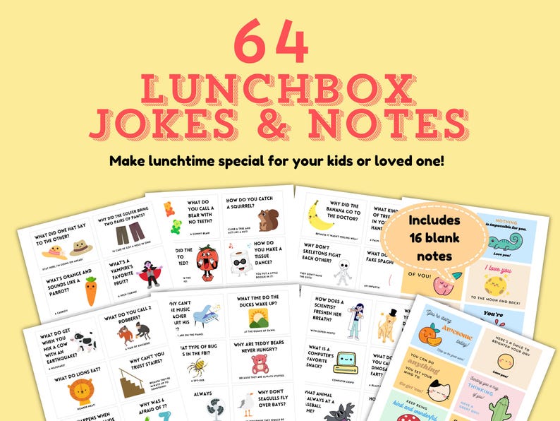 Lunchbox Jokes, Lunchbox Notes, Jokes for Kids, Kids Riddles, School ...