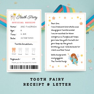 Editable Tooth Fairy Letter Receipt Certificate Set, Mini Tooth Fairy ...