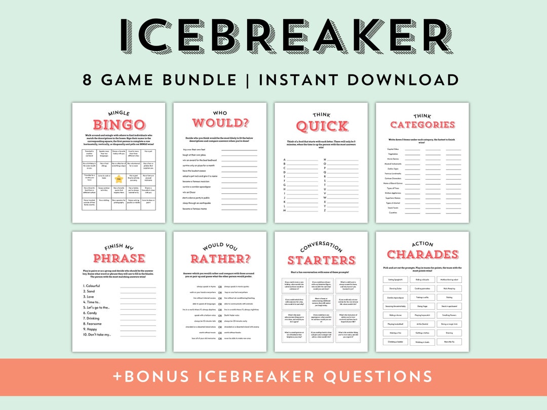 Icebreaker Games, Icebreaker Questions, Printable Icebreaker, Group ...