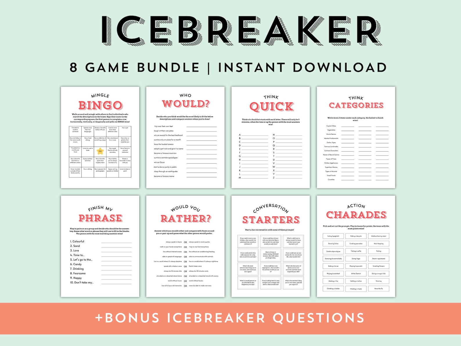 Icebreaker Games, Icebreaker Questions, Printable Icebreaker, Group ...