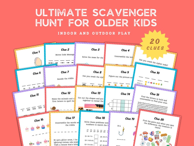Ultimate Birthday Scavenger Hunt for Teens, Indoor and Outdoor ...
