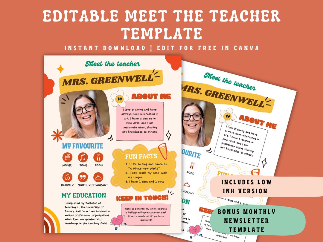 Editable Meet the Teacher Template, Back to School, Daycare Flyer ...