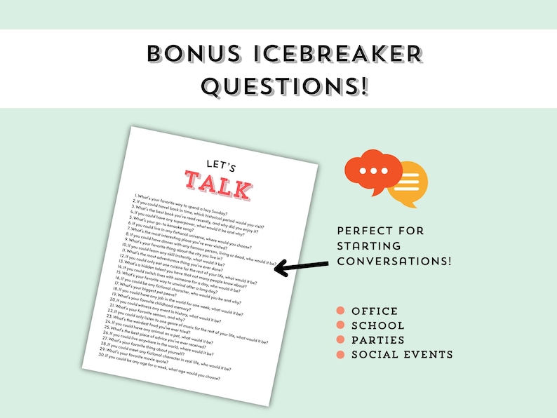 Icebreaker Games, Icebreaker Questions, Printable Icebreaker, Group ...